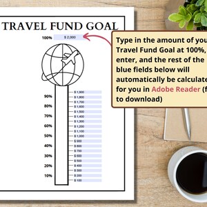 Travel Fund Goal Tracker Printable | Vacation Fund Goal Tracker ...