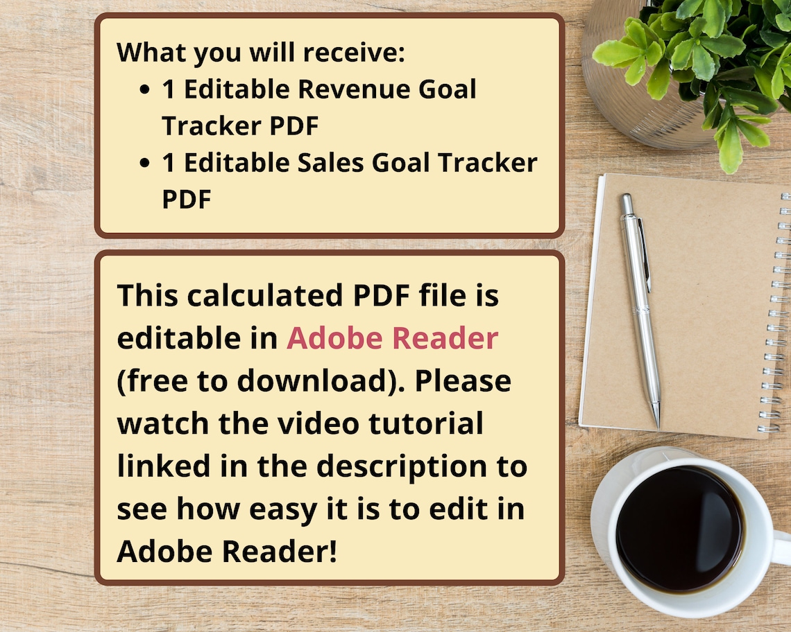 Revenue Goal Tracker Printable | Sales Goal Tracker | Fillable ...