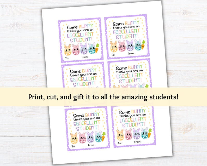 Easter Gift Tag for Student | Printable Easter Bunny Student Gift Tag ...