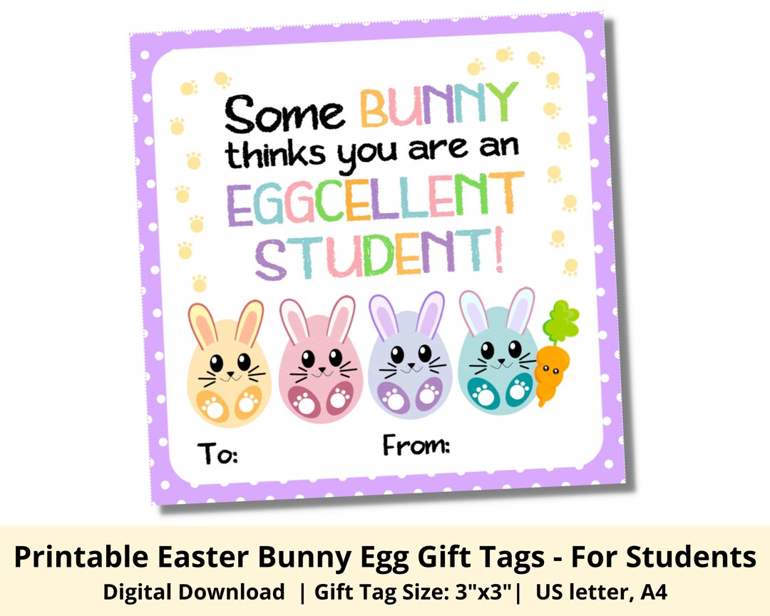 Easter Gift Tag for Student | Printable Easter Bunny Student Gift Tag ...