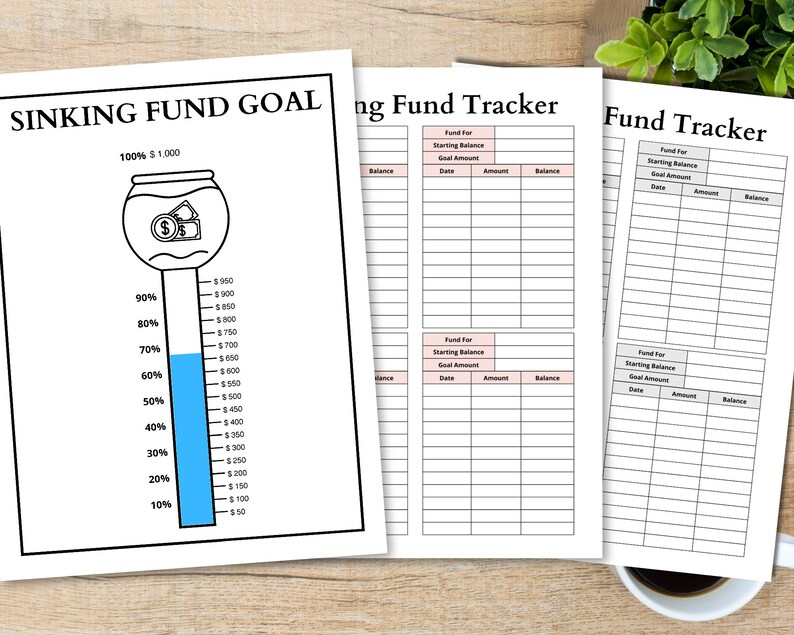 Sinking Funds Tracker Printable Sinking Fund Thermometer Savings ...