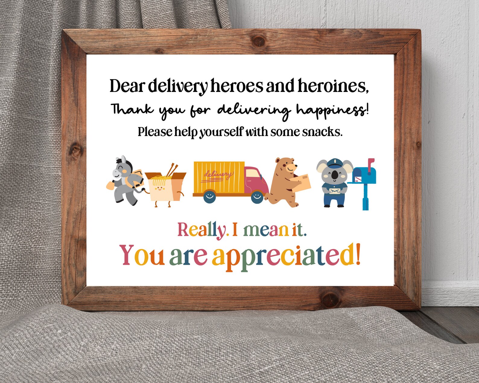 Printable Delivery Persons Appreciation Snack Sign | Delivery Driver ...