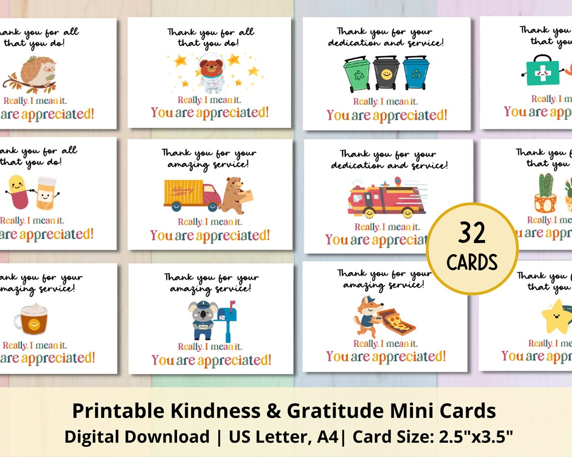 Printable You Are Appreciated Mini Cards | Kindness Cards | Gratitude ...