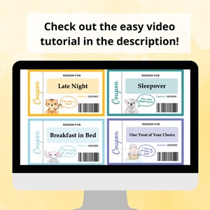 Editable Kids Coupons | Printable Kids Reward Cards | Animal Coupons ...