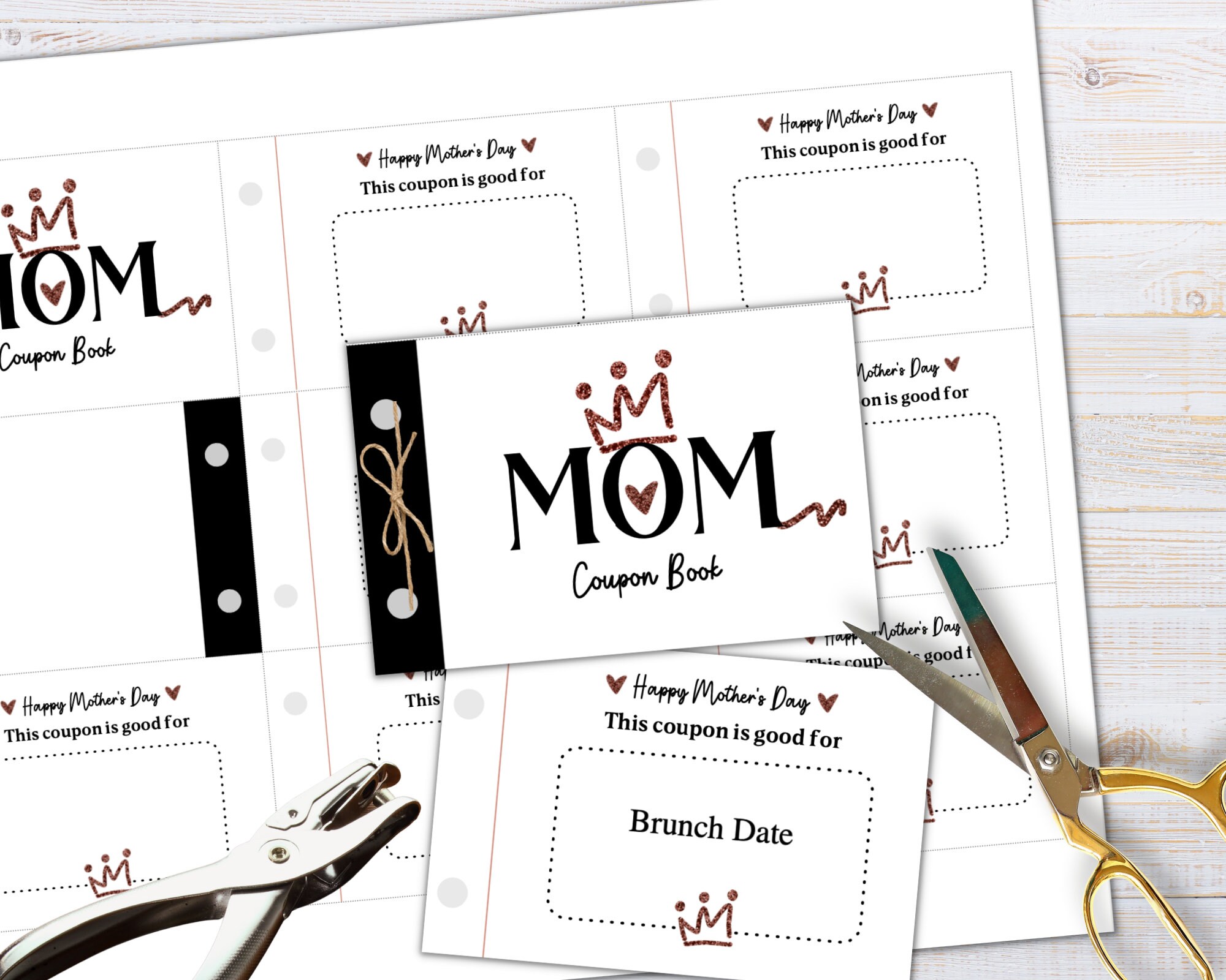 Printable Mother's Day Coupon Book Editable Mom's Coupon Book Rose Gold ...