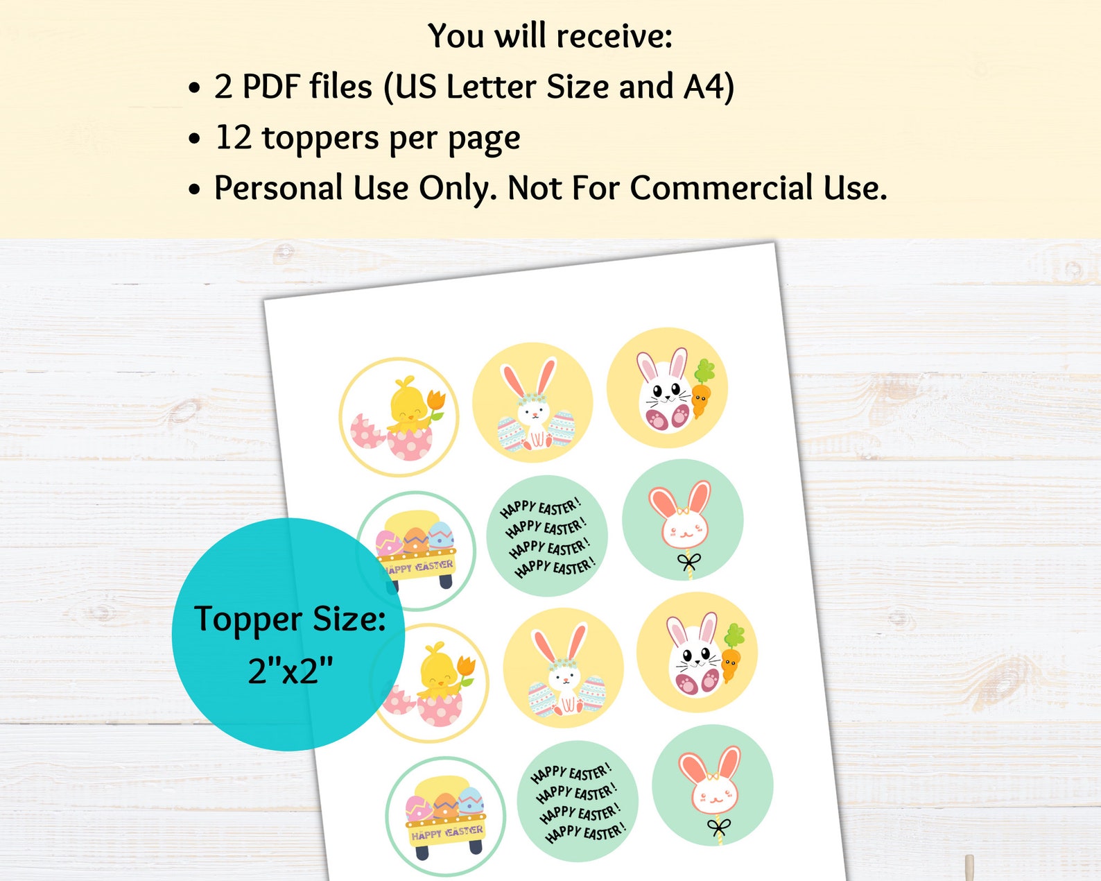 Printable Easter Cupcake Toppers | Easter Dessert Toppers | Easter ...