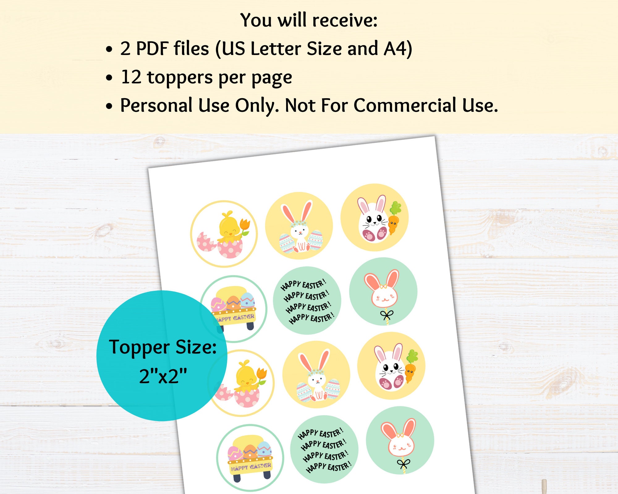 Printable Easter Cupcake Toppers | Easter Dessert Toppers | Easter ...