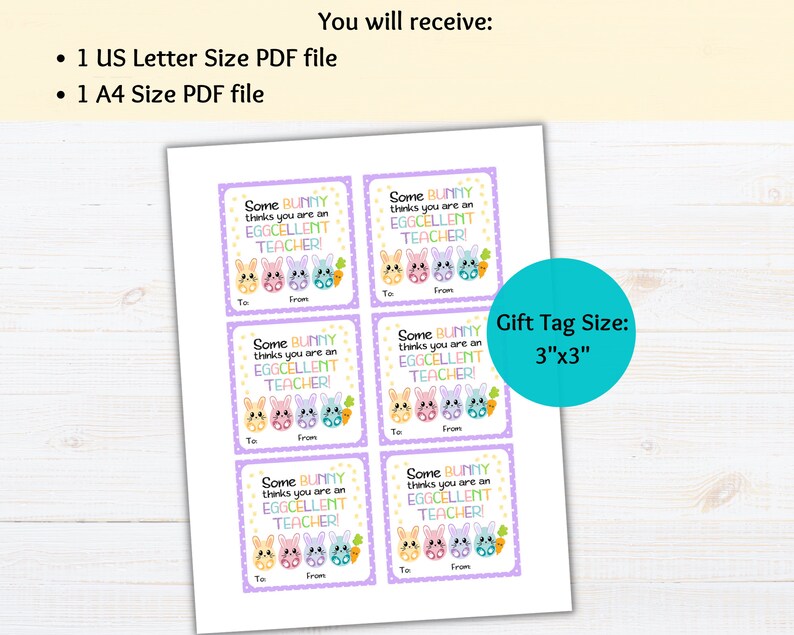 Easter Gift Tag for Teacher | Printable Easter Bunny Teacher Gift Tag ...