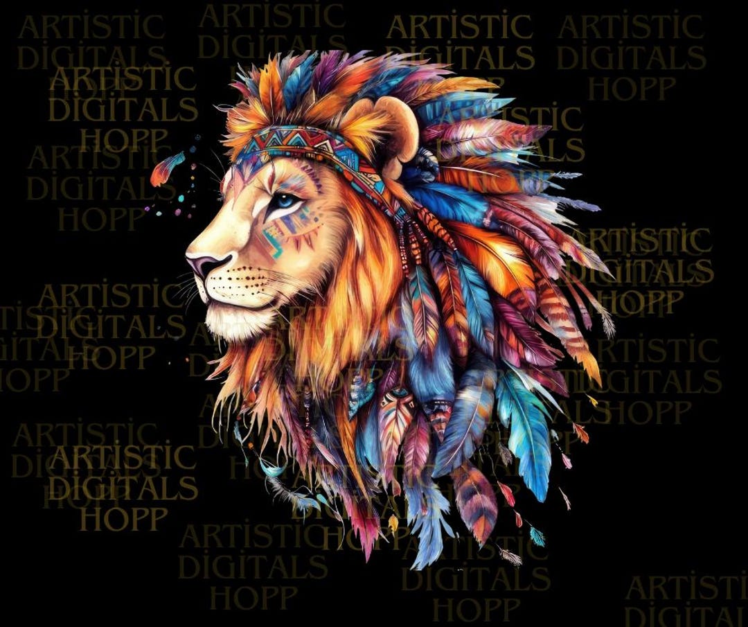 Native American Lion Unique and Fascinating Digital Art Download File ...