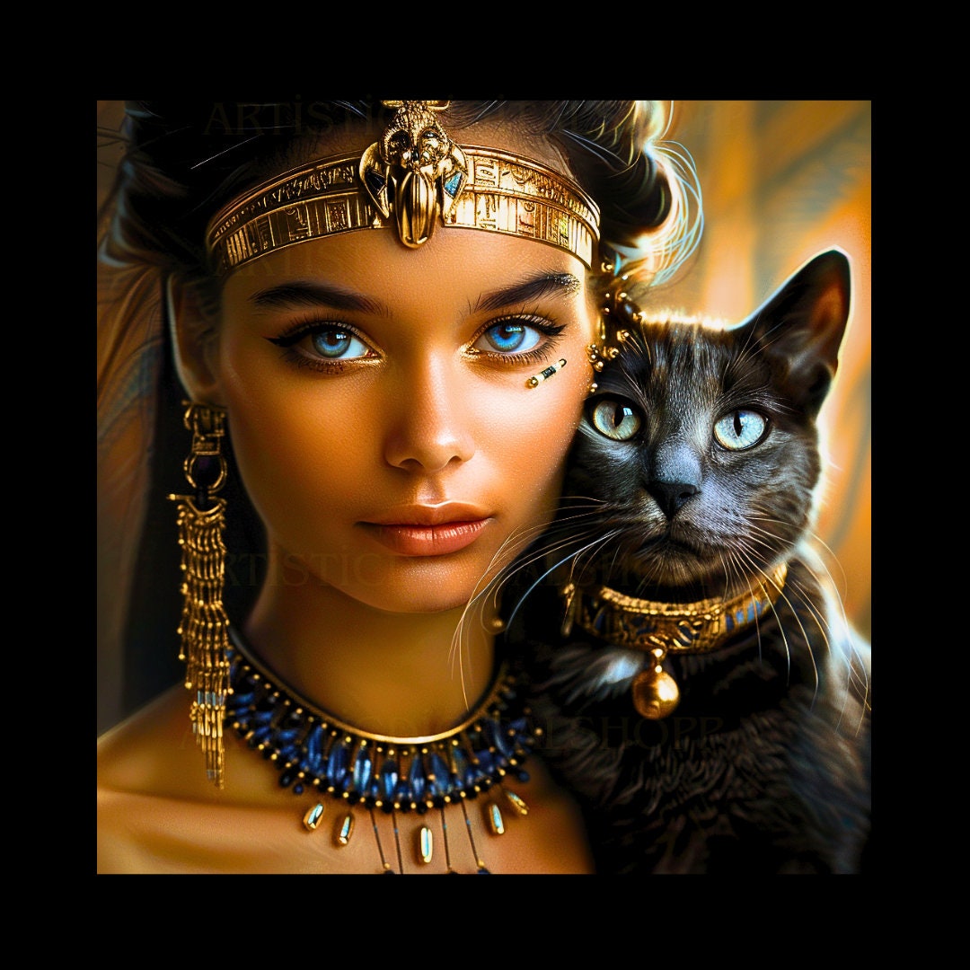 Sparkle of Ancient Egypt: Cleopatra and the Gold-adorned Egyptian Cat ...