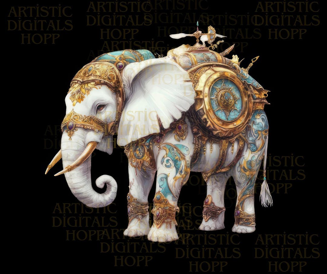 Flamboyant Time Traveler Elephant PNG, Illustration Art Enriched With ...