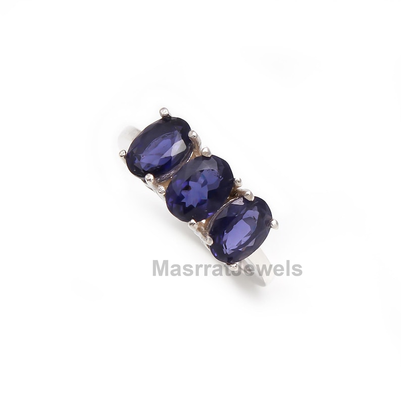Handmade Iolite Ring: Sterling Silver Three-stone Jewelry - Etsy
