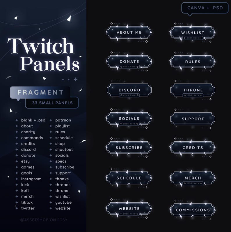 Fragment Twitch Stream Panels - Customizable Canva | Glowing Shattered ...