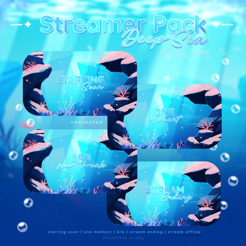 Deep Sea Stream Pack - Ocean Themed Twitch Overlay | Animated Scenes ...