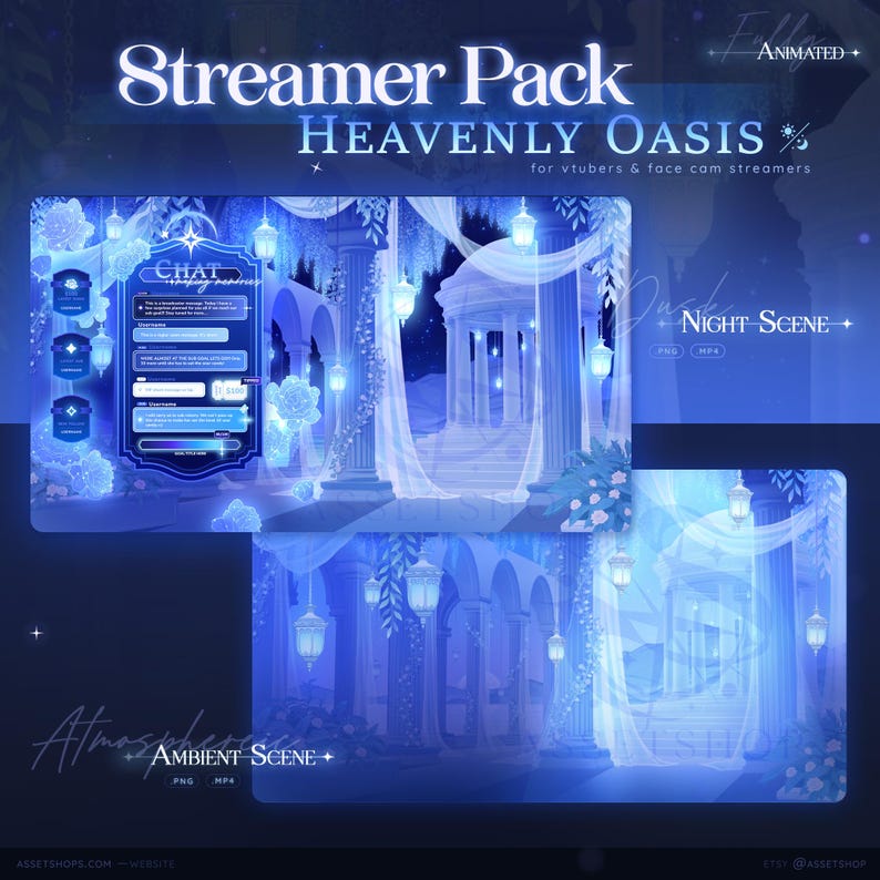 Paquete de transmisión Oasis Celestial: Superposición celestial animada para Twitch / Día y ...