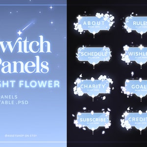 Light Flower Twitch Panels | Sparkling Sky Blue Streamer Info Boards ...