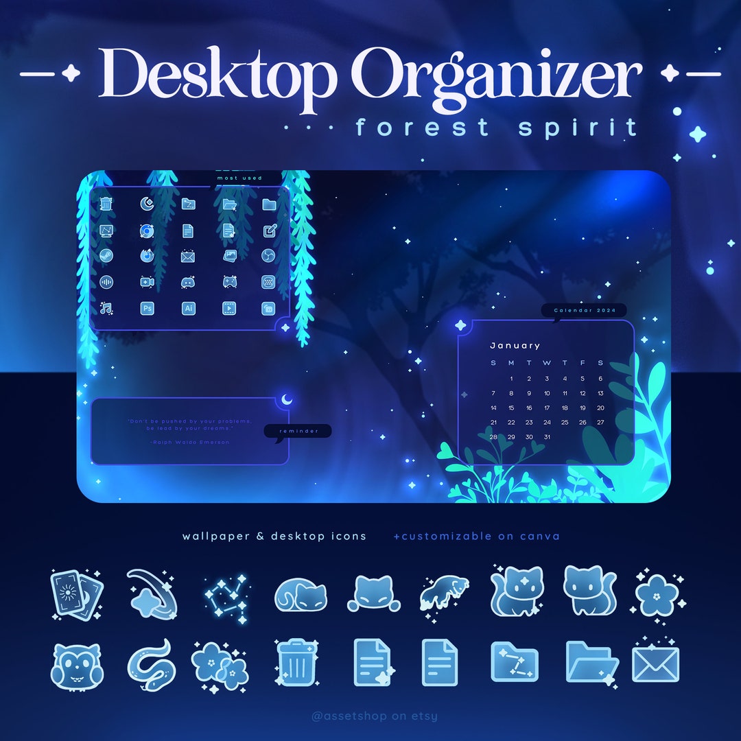Desktop Organizer Forest Spirit | Glowing Forest Wallpaper | Computer ...