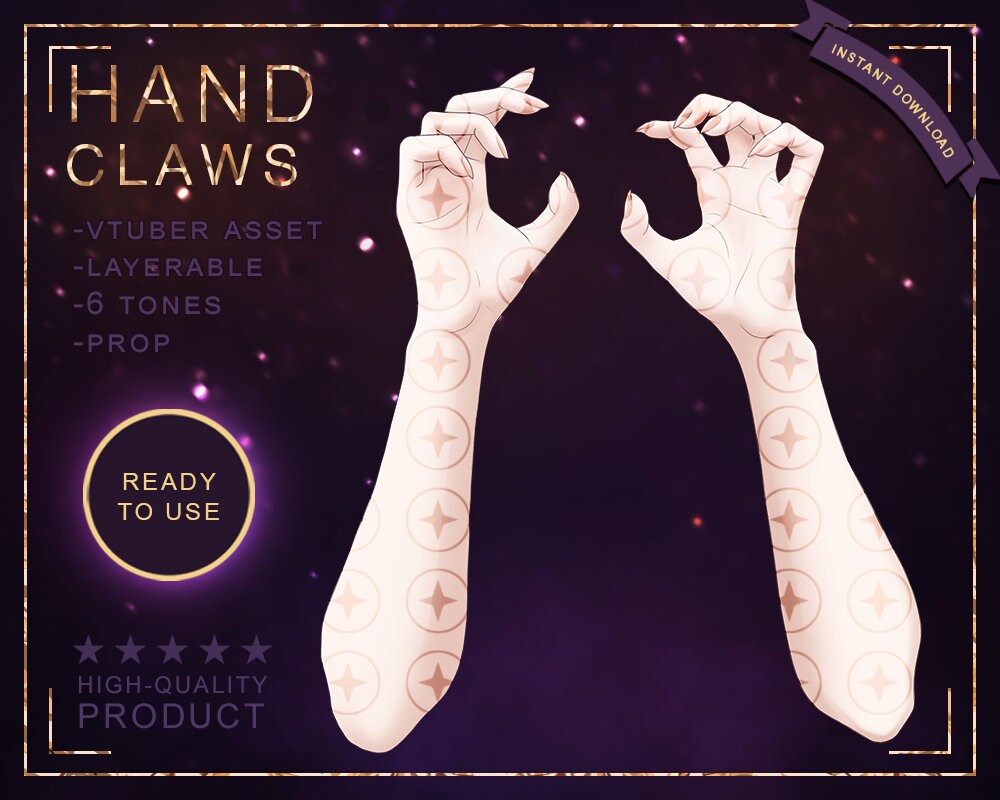 Vtuber Claw Hands Claws Prop Overlay Action Anime - Etsy Australia