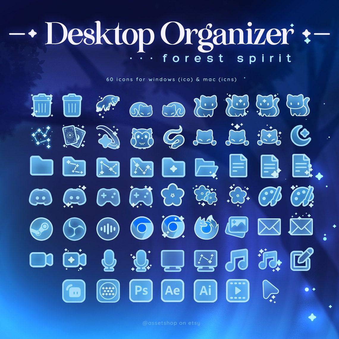 Desktop Organizer Forest Spirit | Glowing Forest Wallpaper | Computer Desktop Icons | Folder ...