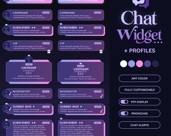 Profile Display Chat Widget - Twitch Stream Chatboxes | Customizable ...