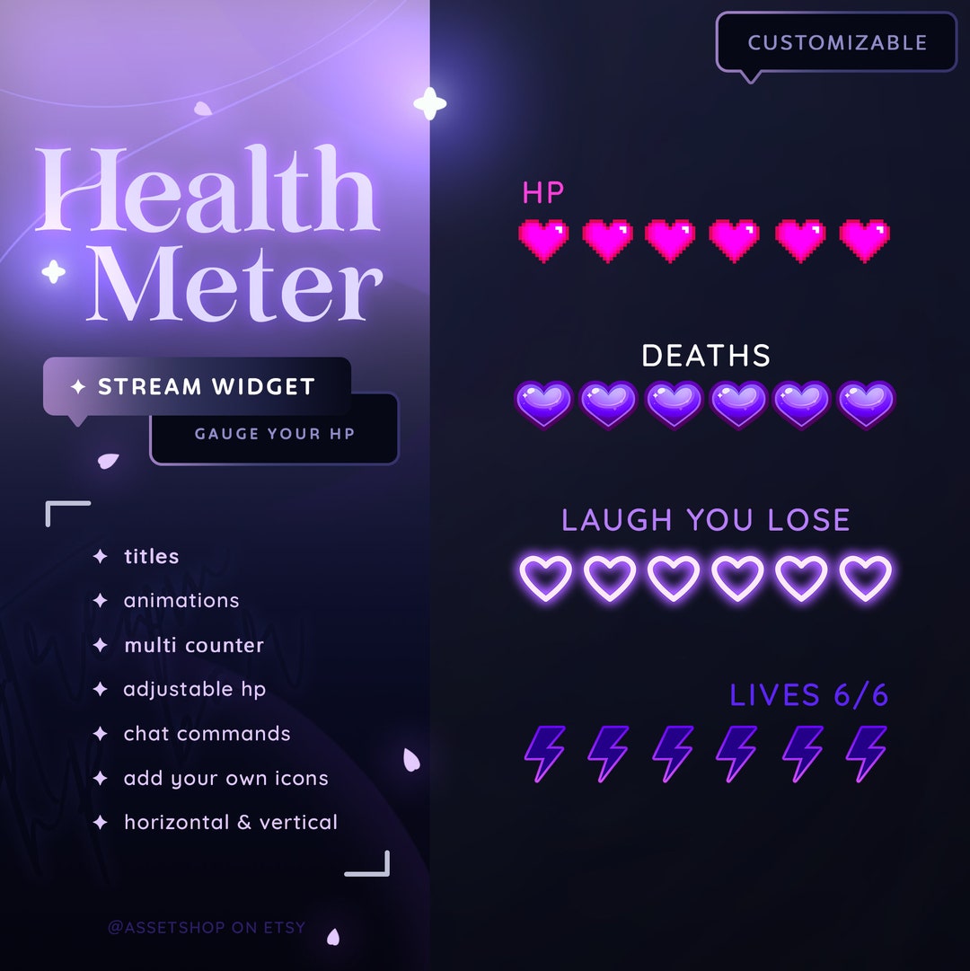 Health Meter Widget - for Twitch & Youtube | Customizable Health Bar ...