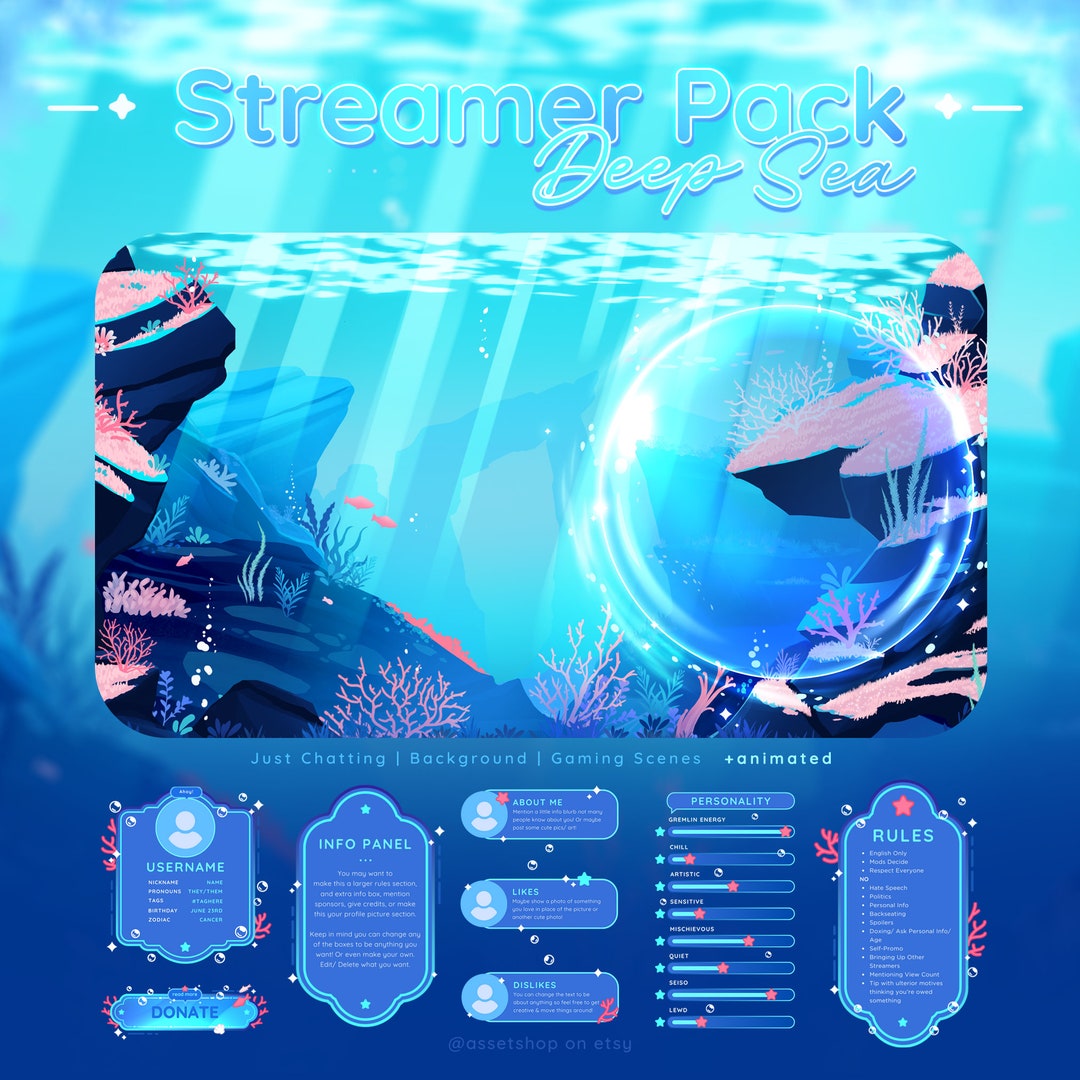 Deep Sea Stream Pack - Ocean Themed Twitch Overlay | Animated Scenes ...