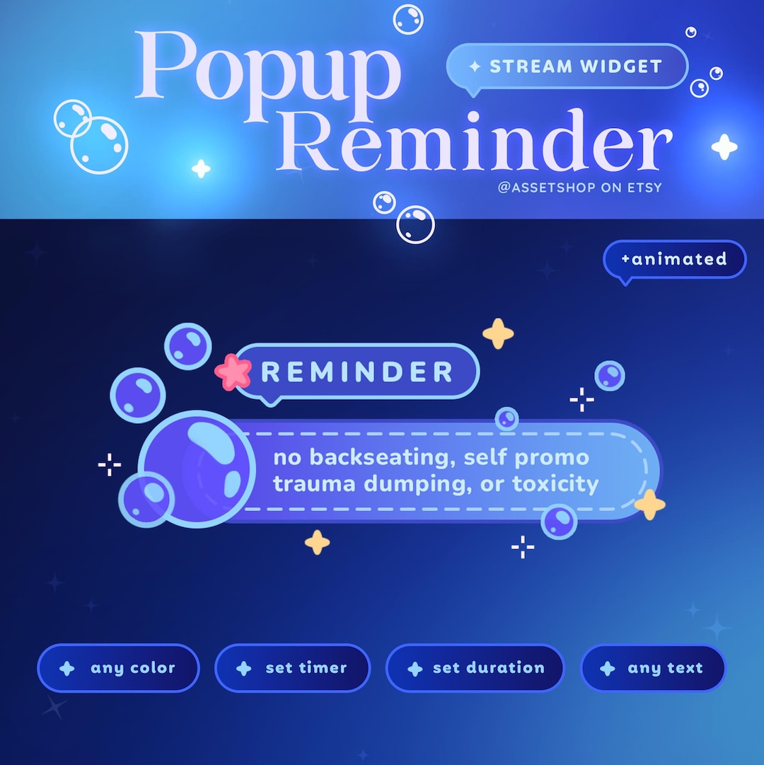 Bubble Popup Reminder - Twitch & Youtube | Customizable Cute Sea Notification | Streamer | for ...
