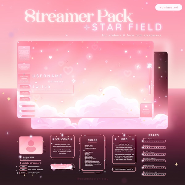 Twitch Overlay Pink - Etsy