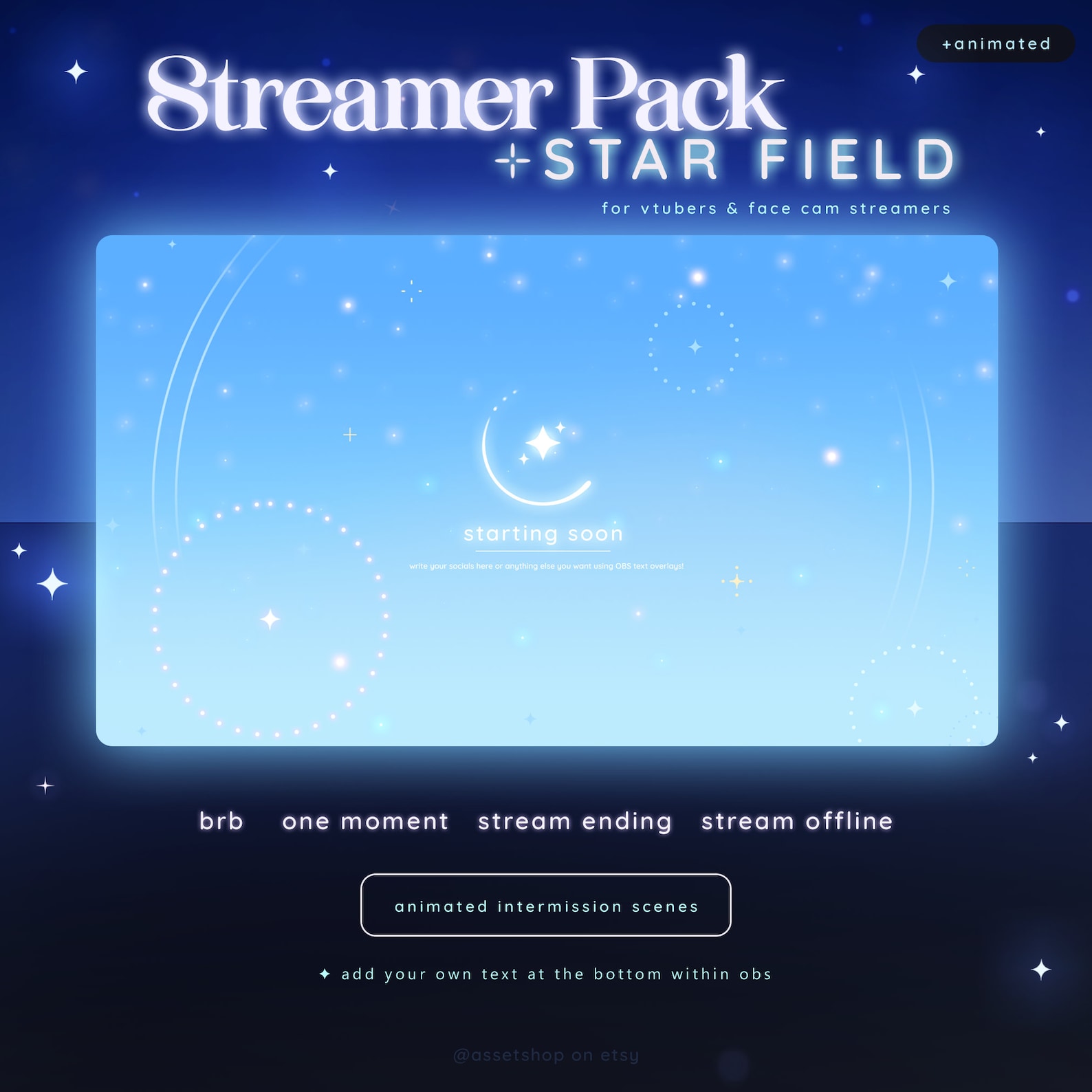 Star Field Stream Pack - Light Blue | Cosmic Twitch Overlay | Animated ...