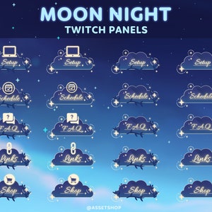 Moon Night Twitch Stream Overlay Set - Vtuber Asset | Just Chatting ...