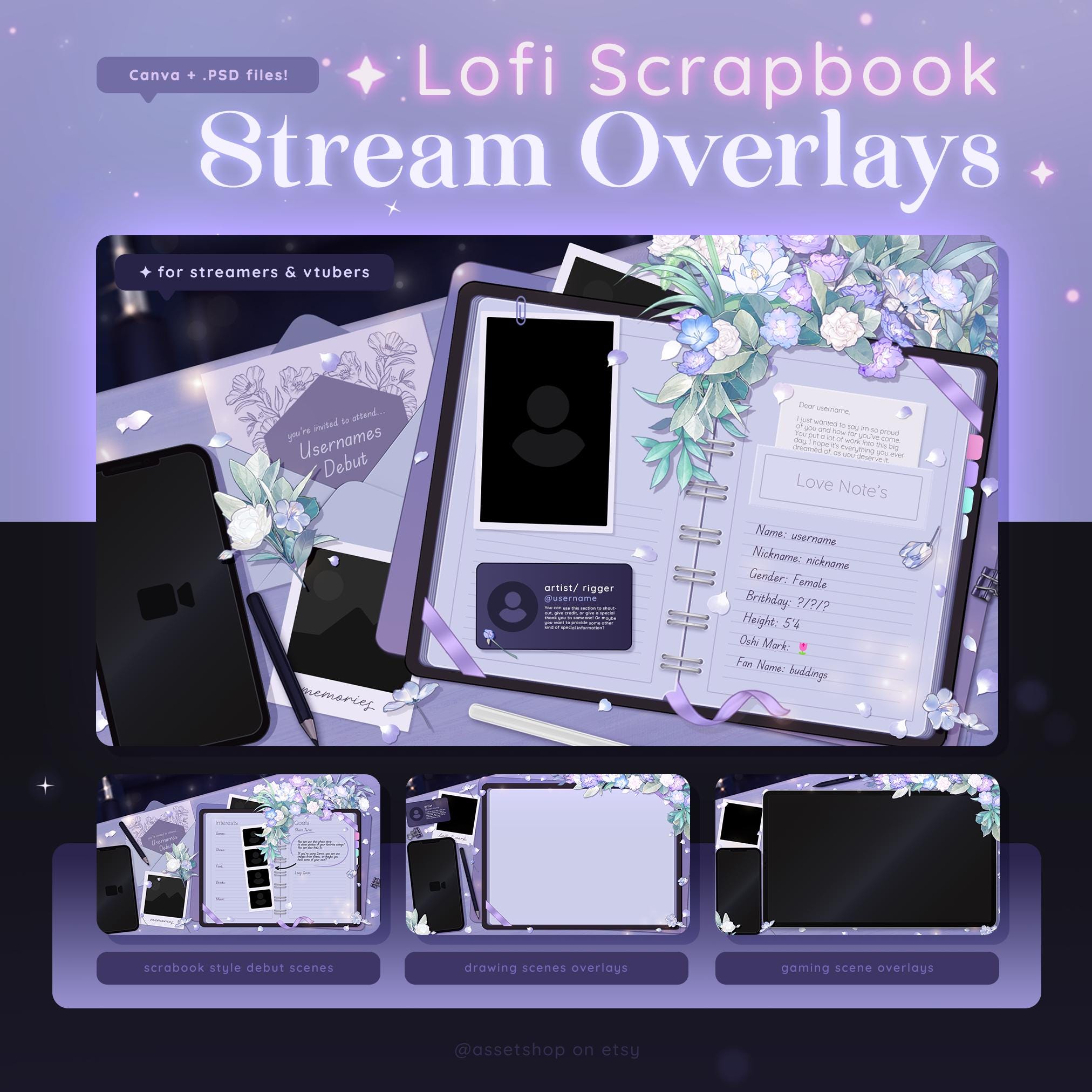 Lofi Scrapbook Stream Overlay - Notebook Theme Twitch | Vtuber Debut ...