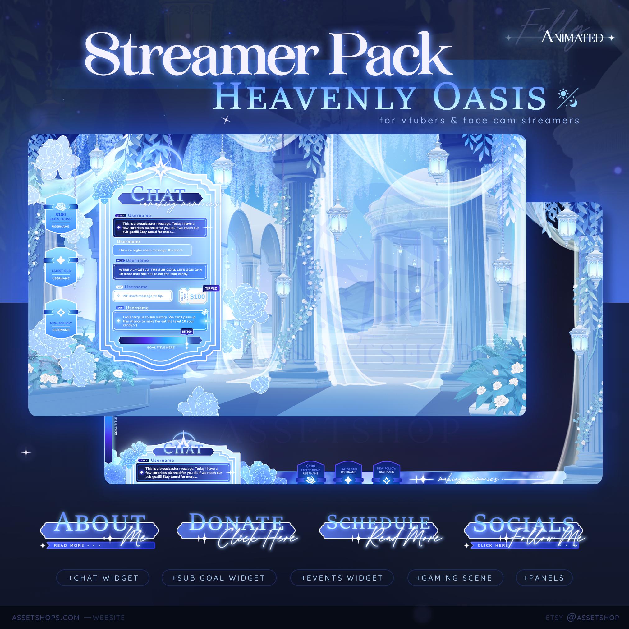 Paquete de transmisión Oasis Celestial: Superposición celestial animada para Twitch / Día y ...