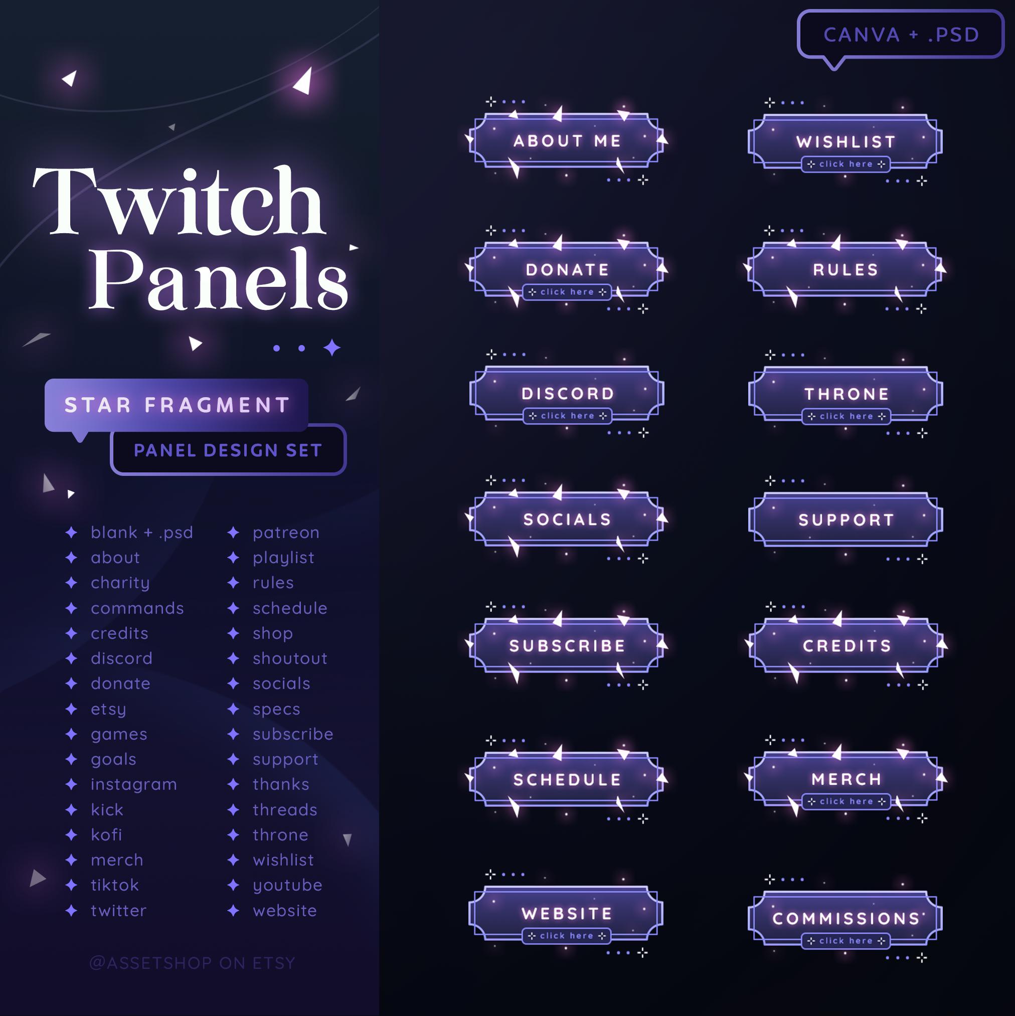 Star Fragment Twitch Stream Panels - Custom Canva | Star Field ...
