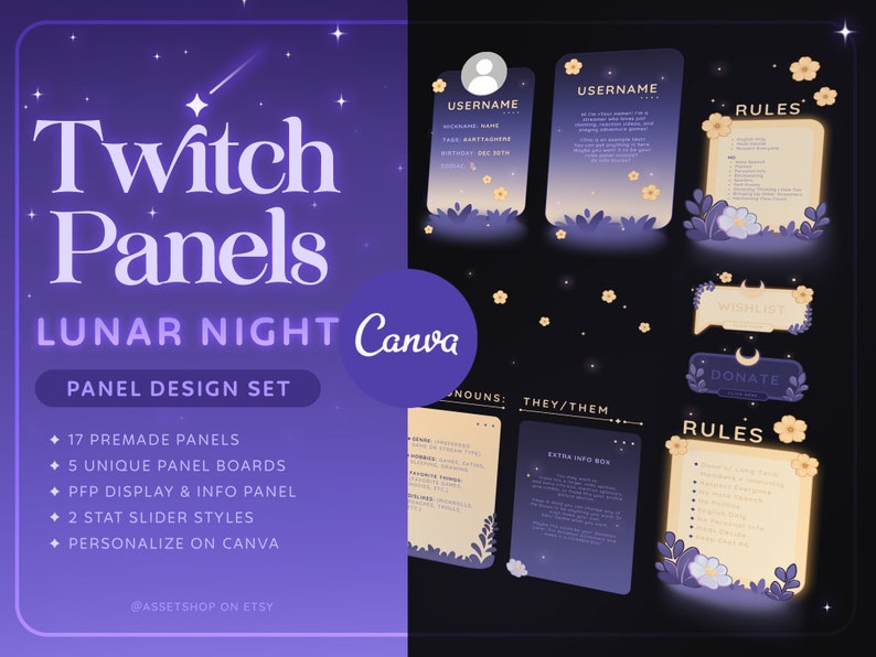 Lunar Night Twitch Panels - Glowing Eclipse Stream Info Panels | Canva ...