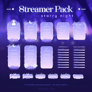 Starry Night Stream Pack - Dark Twitch Overlay | Glowing Forest ...