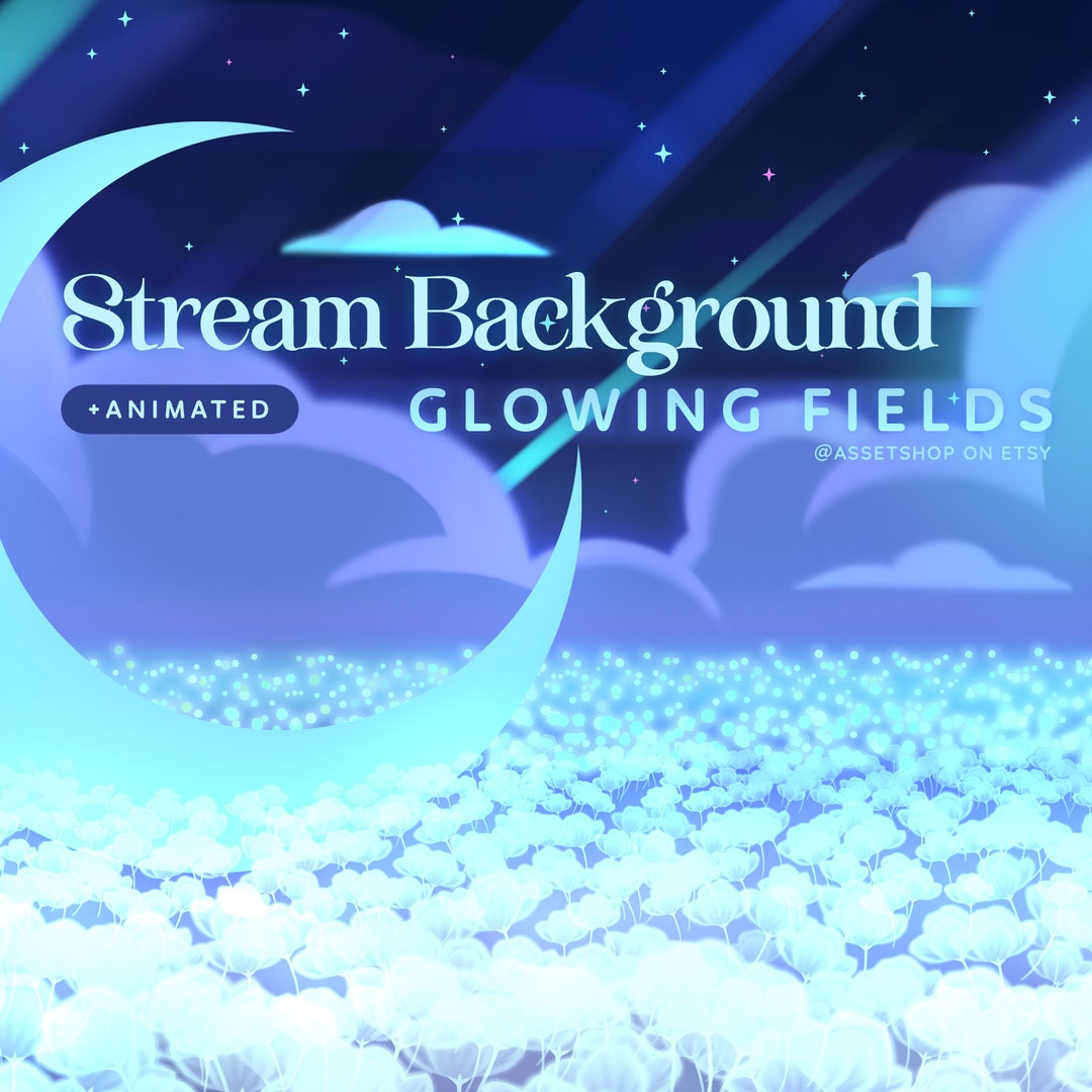 Glowing Fields Starry Night Background Cute Animated Streamer ...