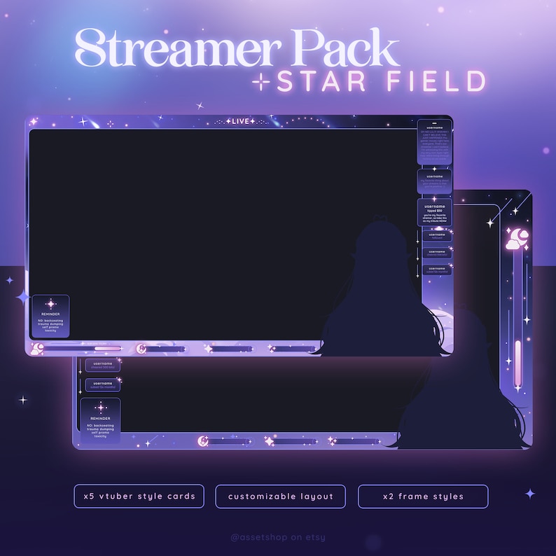 Star Field Stream Pack - Cosmic Themed Twitch Overlay | Celestial ...