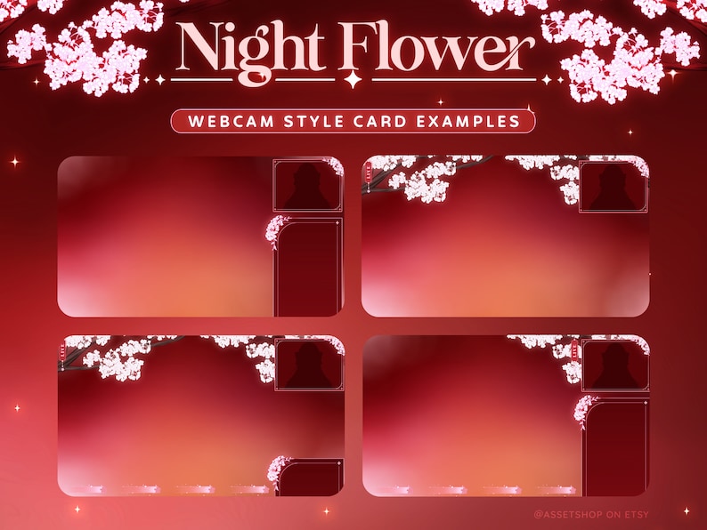 Night Flower Overlay Set - Red | Twitch Stream Overlay | Fire Theme ...