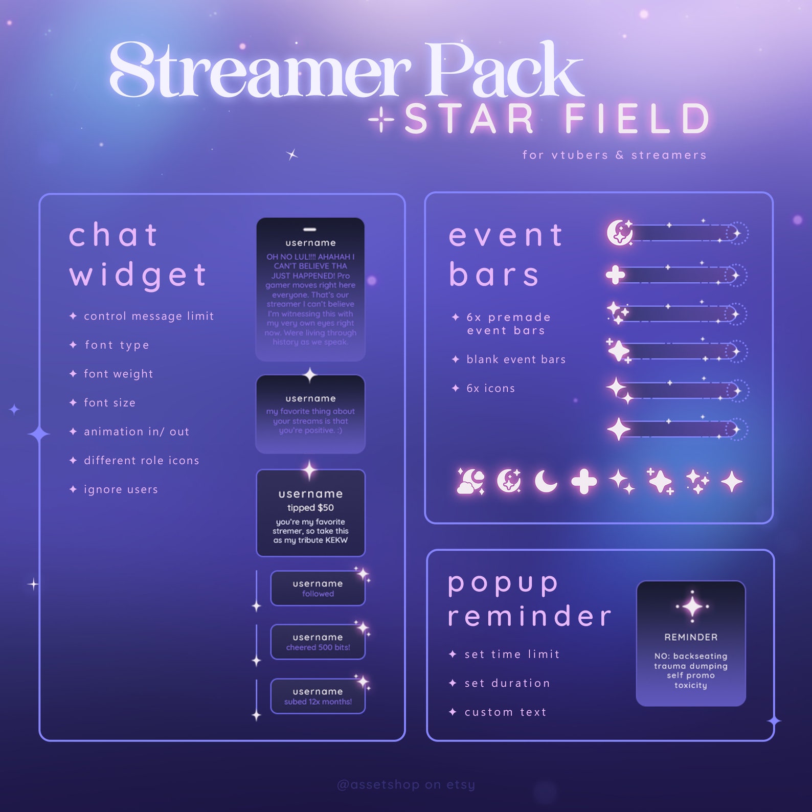 Star Field Stream Pack - Cosmic Themed Twitch Overlay | Celestial ...
