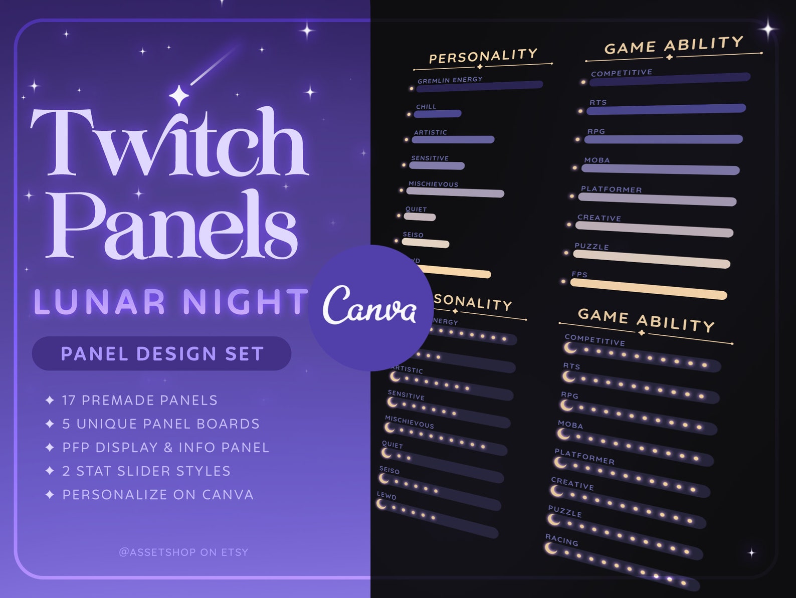 Lunar Night Twitch Panels - Glowing Eclipse Stream Info Panels | Canva ...