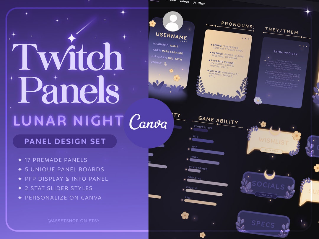 Lunar Night Twitch Panels - Glowing Eclipse Stream Info Panels | Canva ...