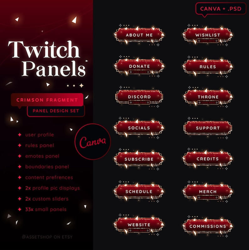 Crimson Fragment Twitch Stream Panels - Customizable Canva | Crimson ...