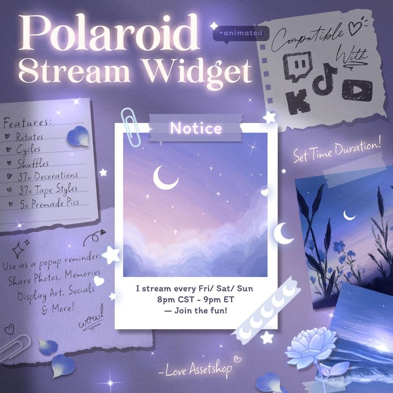 Polaroid Rotator / Popup Alerts— for Twitch Youtube Kick Tiktok | 10x ...