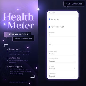 Health Meter Widget - for Twitch & Youtube | Customizable Health Bar ...