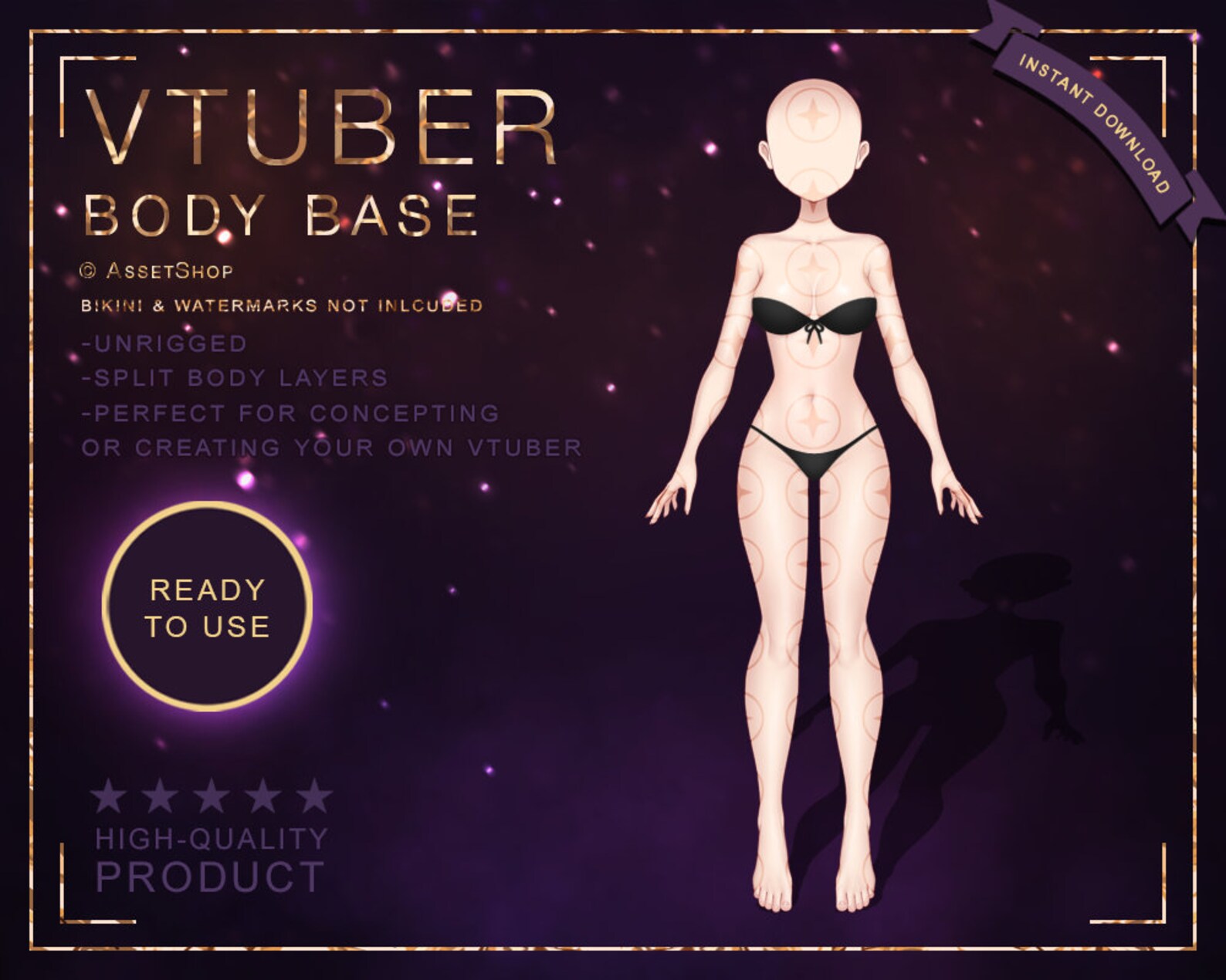 Vtuber Model Body Base .PSD Unrigged Female Vtuber - Etsy