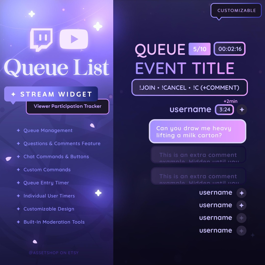 Queue List Event Widget - for Twitch and Youtube Streamers | Vtubers ...