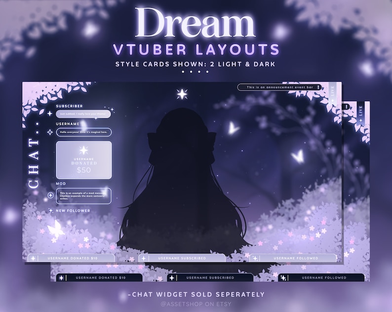 Dream Twitch Streamer Pack - Customizable | Overlay | Purple ...