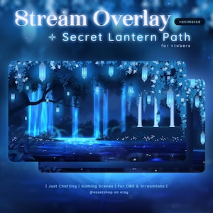 Secret Lantern Path - Stream Twitch Overlay | for Vtubers | Blue Water ...