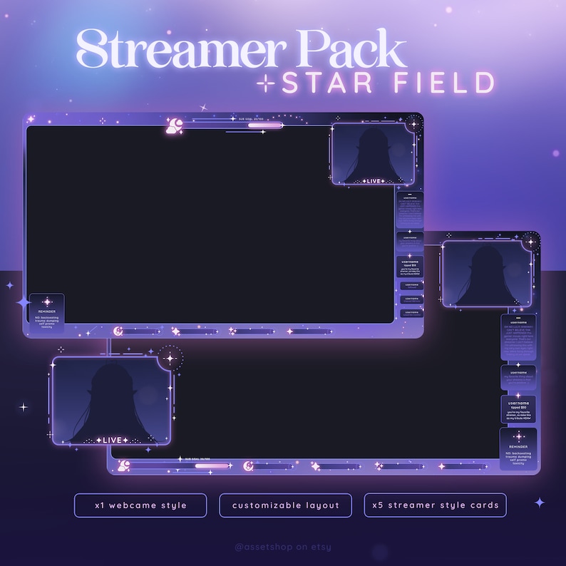 Star Field Stream Pack - Cosmic Themed Twitch Overlay | Celestial ...