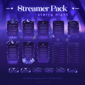 Starry Night Stream Pack - Dark Twitch Overlay | Glowing Forest ...